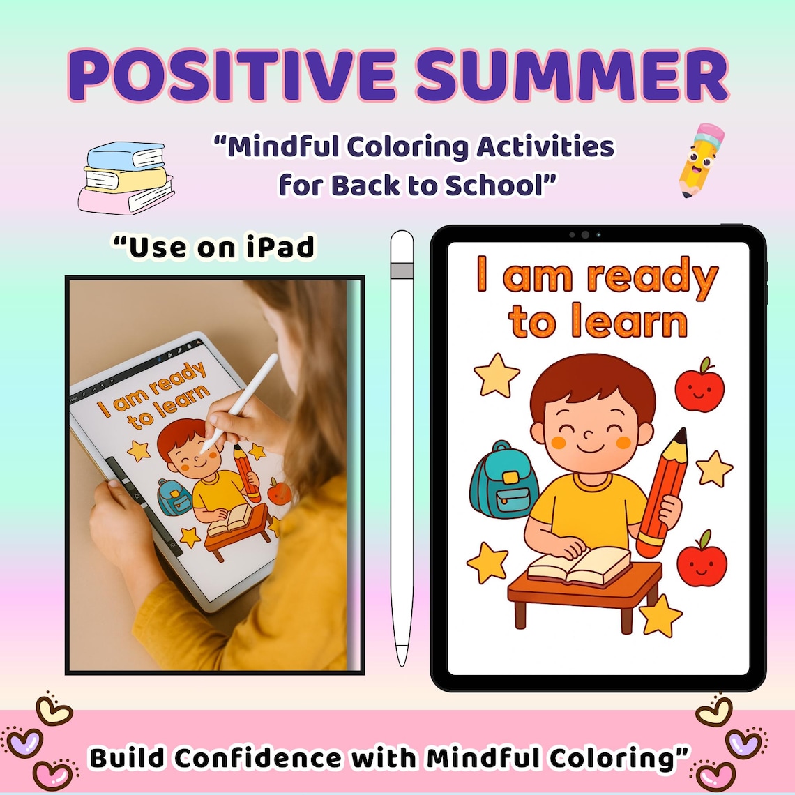 Positive Summer Coloring Pages for Kids – Kawaii Printable Affirmations ...