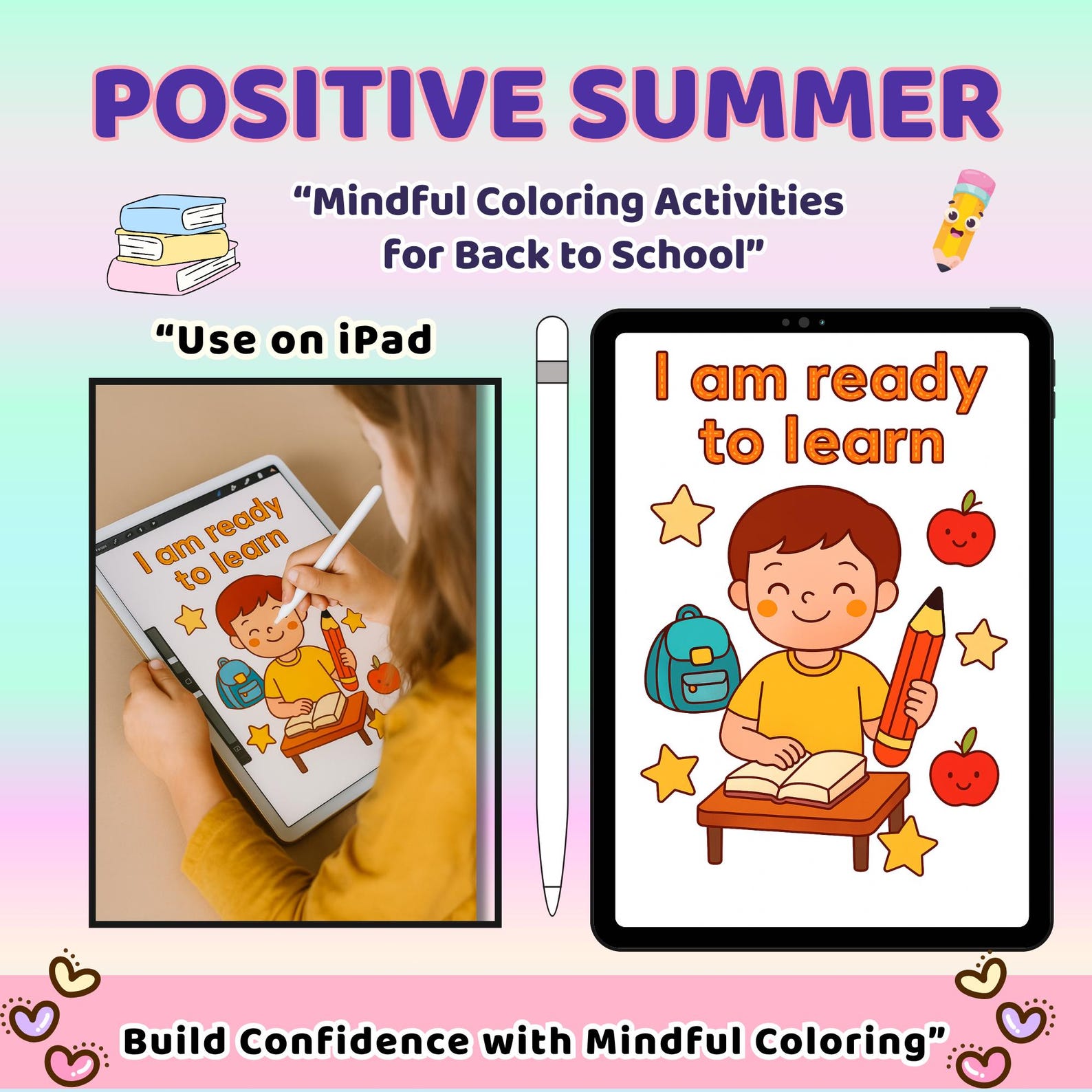 Positive Summer Coloring Pages for Kids – Kawaii Printable Affirmations ...