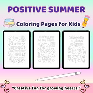Positive Summer Coloring Pages for Kids – Kawaii Printable Affirmations ...