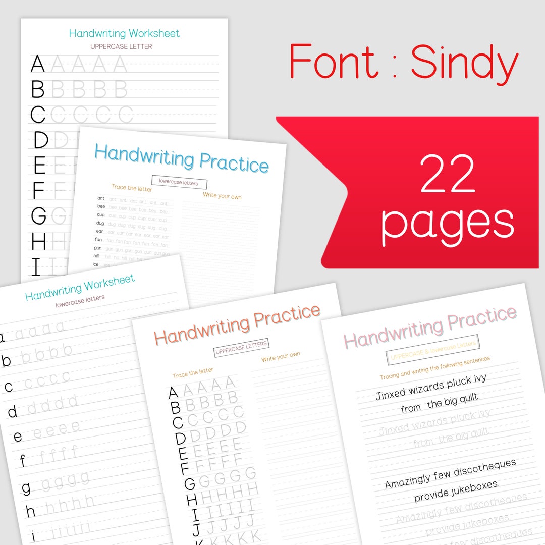 Handwritten Scribble Worksheets 22 Page, Hand Lettering Alphabet ABC ...
