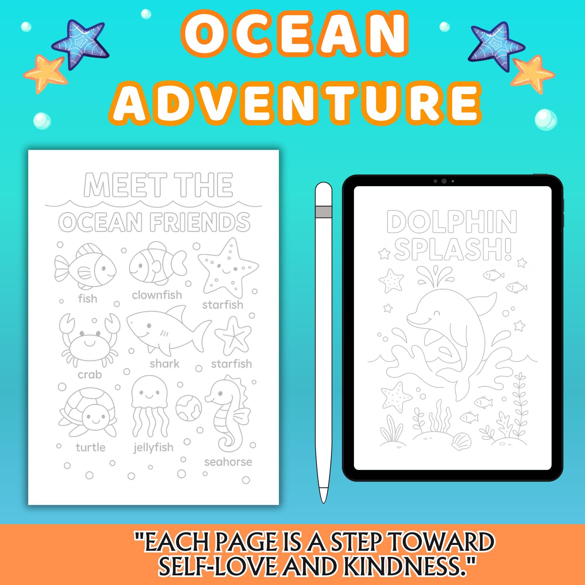 Ocean Adventure Coloring Pages for Kids 10 Fun Tracing Worksheets Sea ...