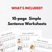 10 Page Build a Simple Sentence Worksheets; Sentence Correction ...