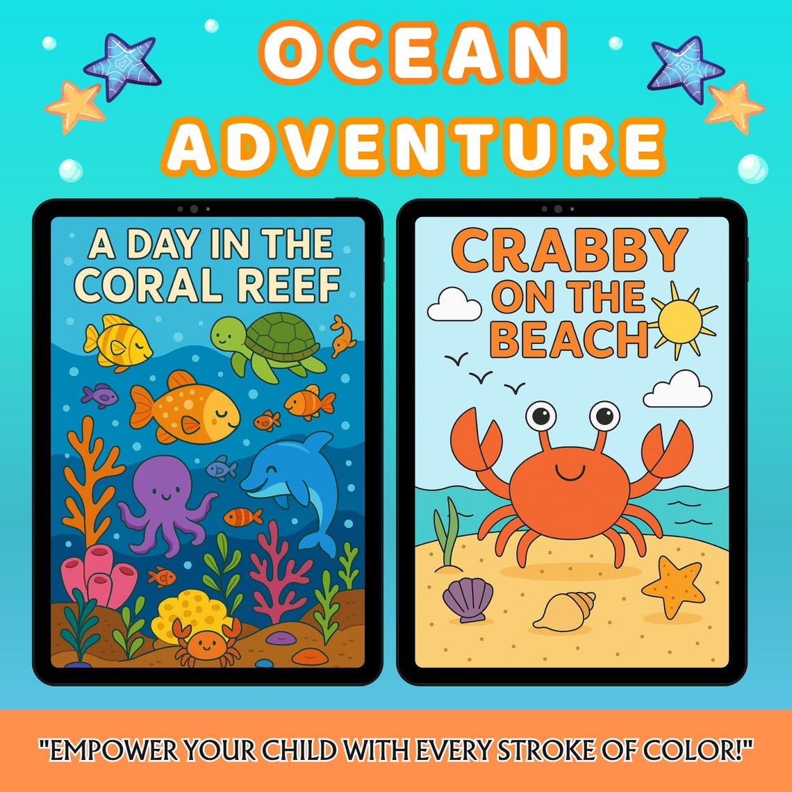 Ocean Adventure Coloring Pages for Kids 10 Fun Tracing Worksheets Sea ...