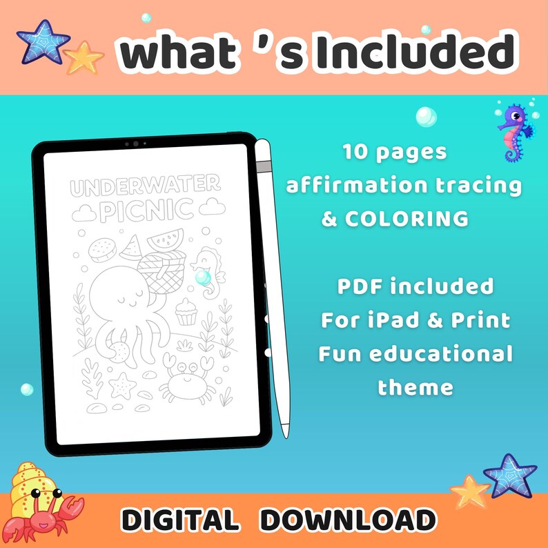 Ocean Adventure Coloring Pages for Kids 10 Fun Tracing Worksheets Sea ...