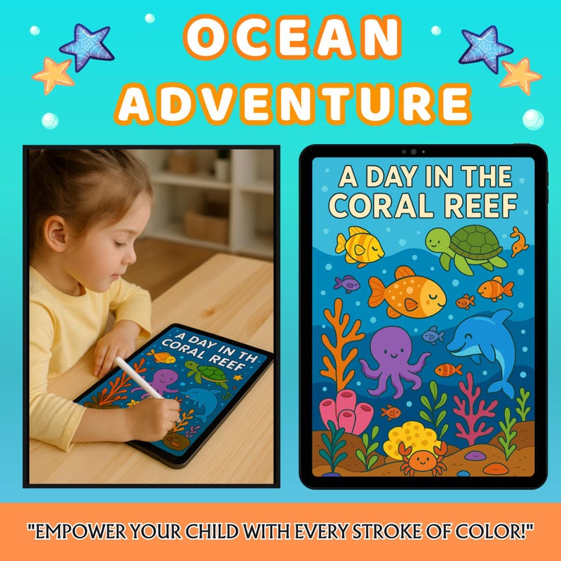 Ocean Adventure Coloring Pages for Kids 10 Fun Tracing Worksheets Sea ...