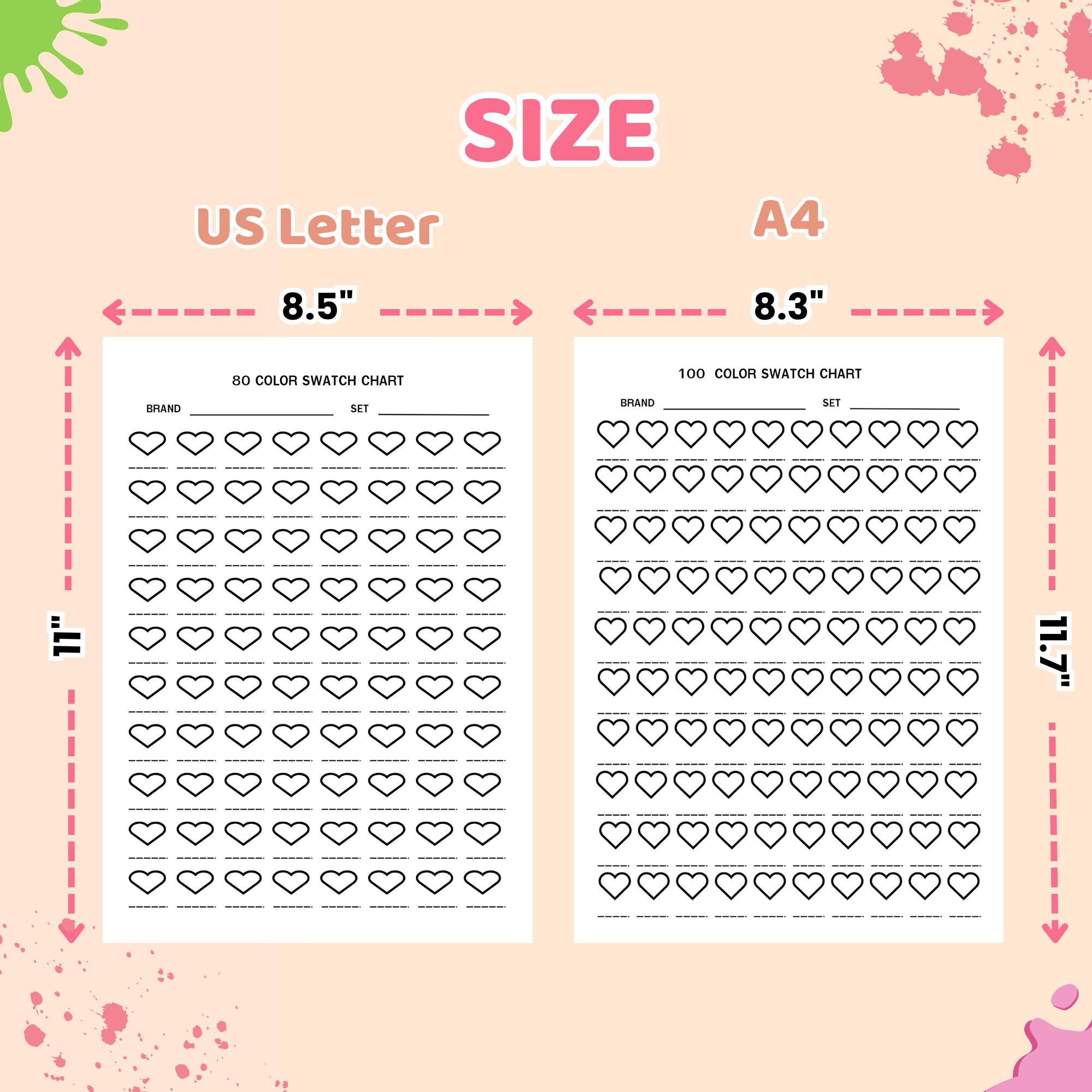 Heart Color Swatch Chart for Markers - Printable Swatch Templates 40 ...