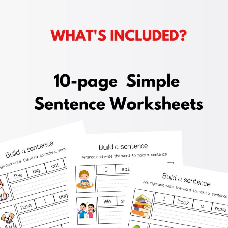 Sentence Making Worksheets, Printable Build the Sentences Writing ...