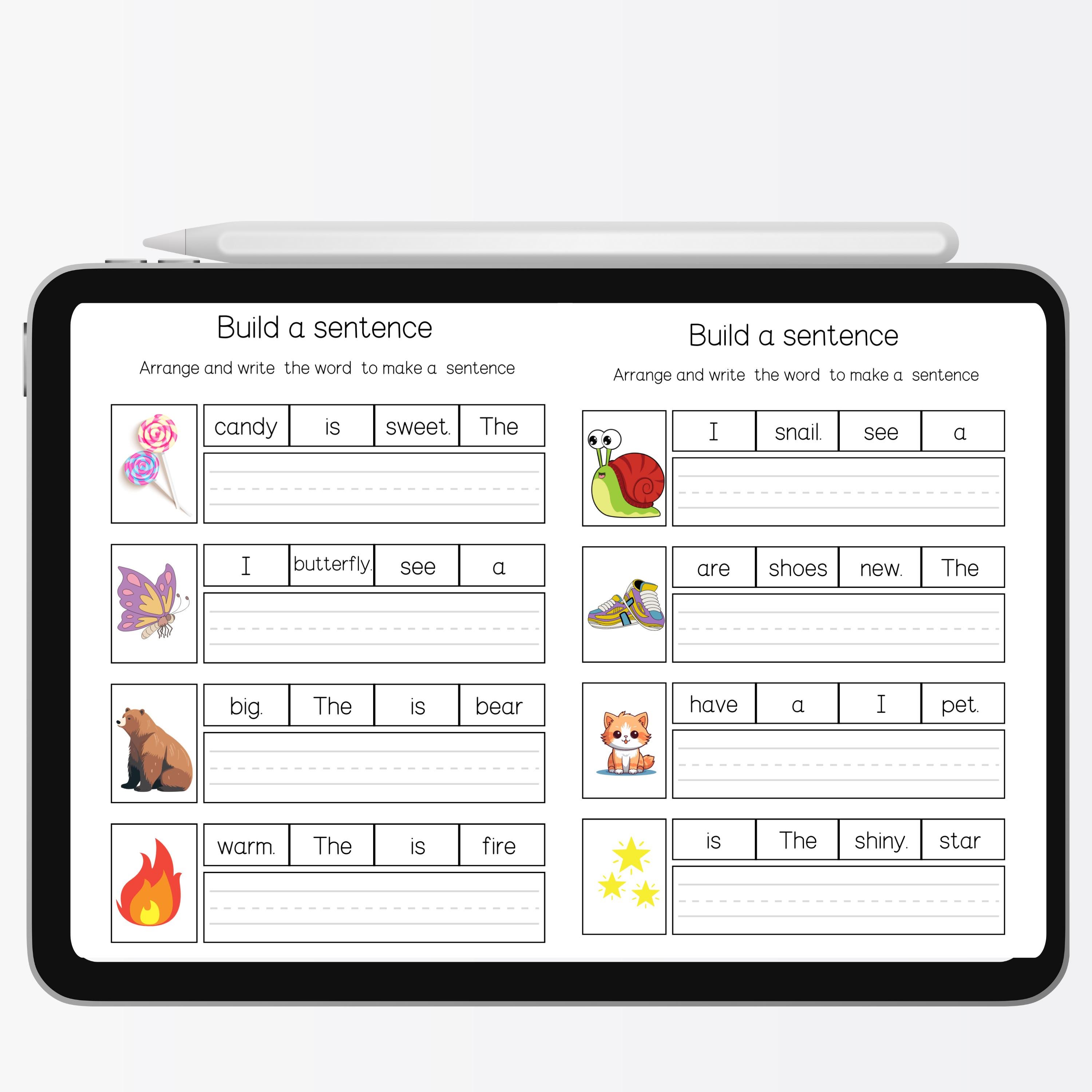 Sentence Making Worksheets, Printable Build the Sentences Writing ...