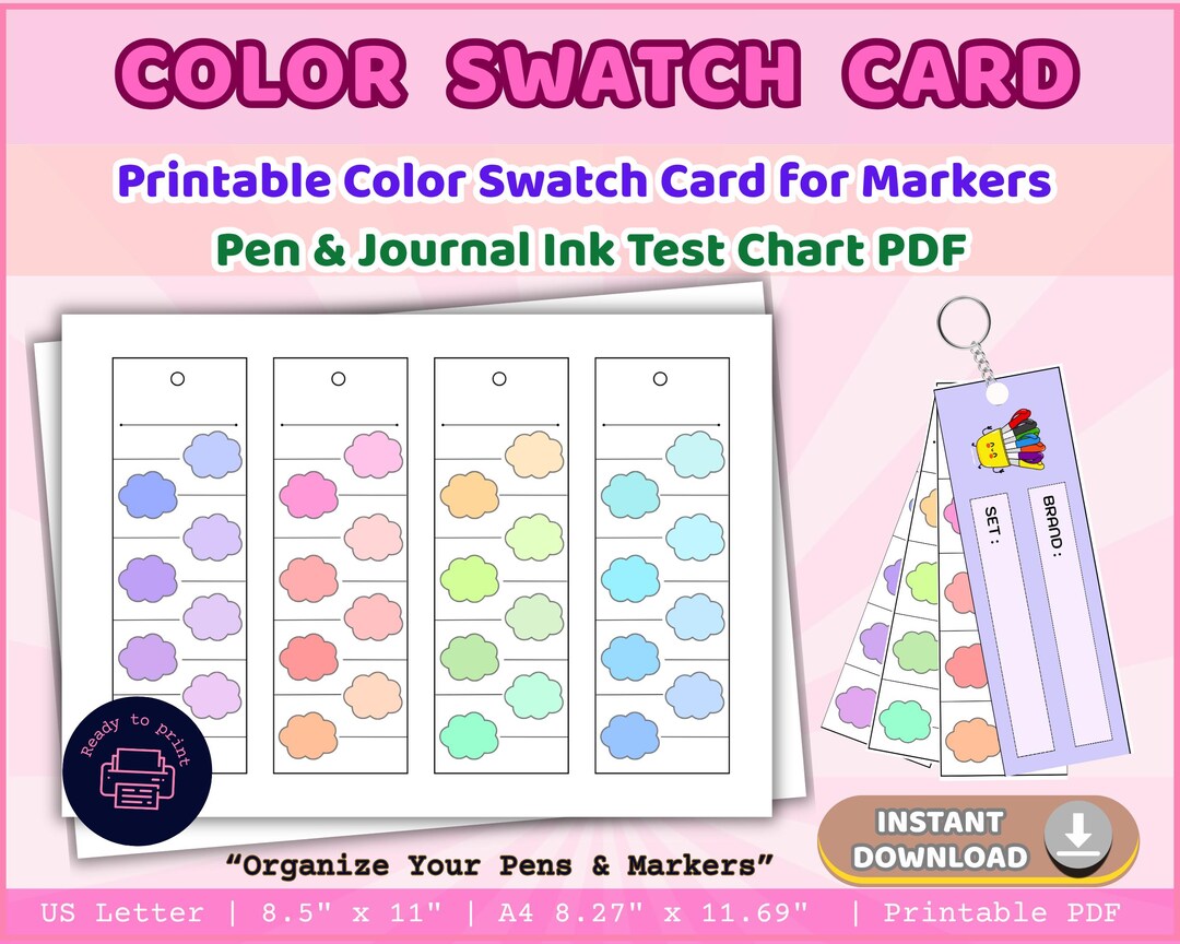 Printable Color Swatch Card for Markers | Marker & Pen Color Chart ...