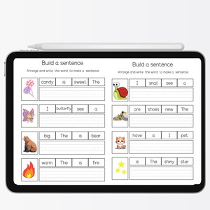 10 Page Build a Simple Sentence Worksheets; Sentence Correction ...