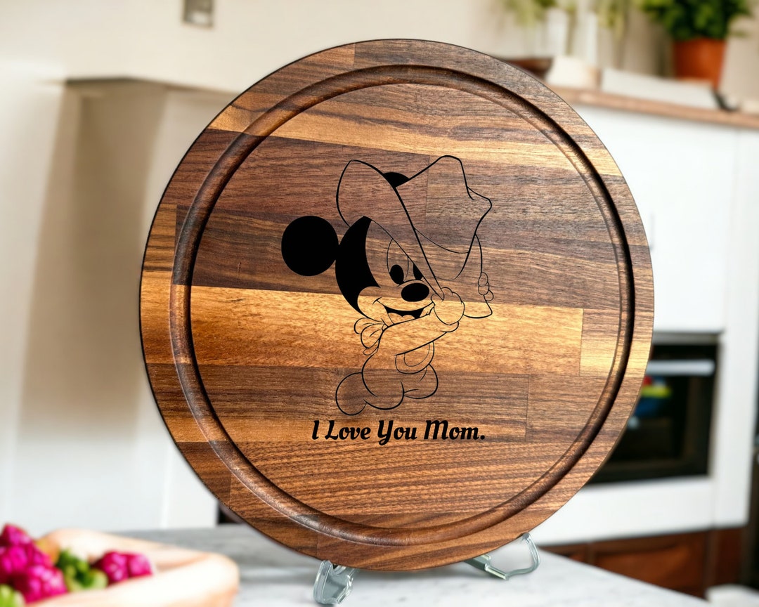 Mickey Mouse Cutting Board, Engraved Art Gift, Kitchen Decor Engraved ...