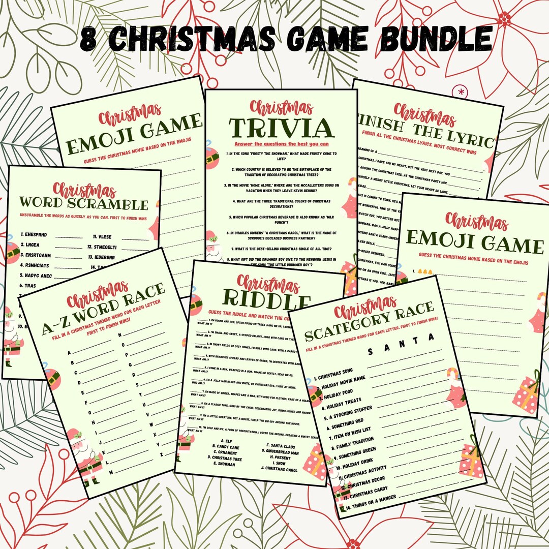 8 Christmas Games Bundle Printable Christmas Games Family - Etsy