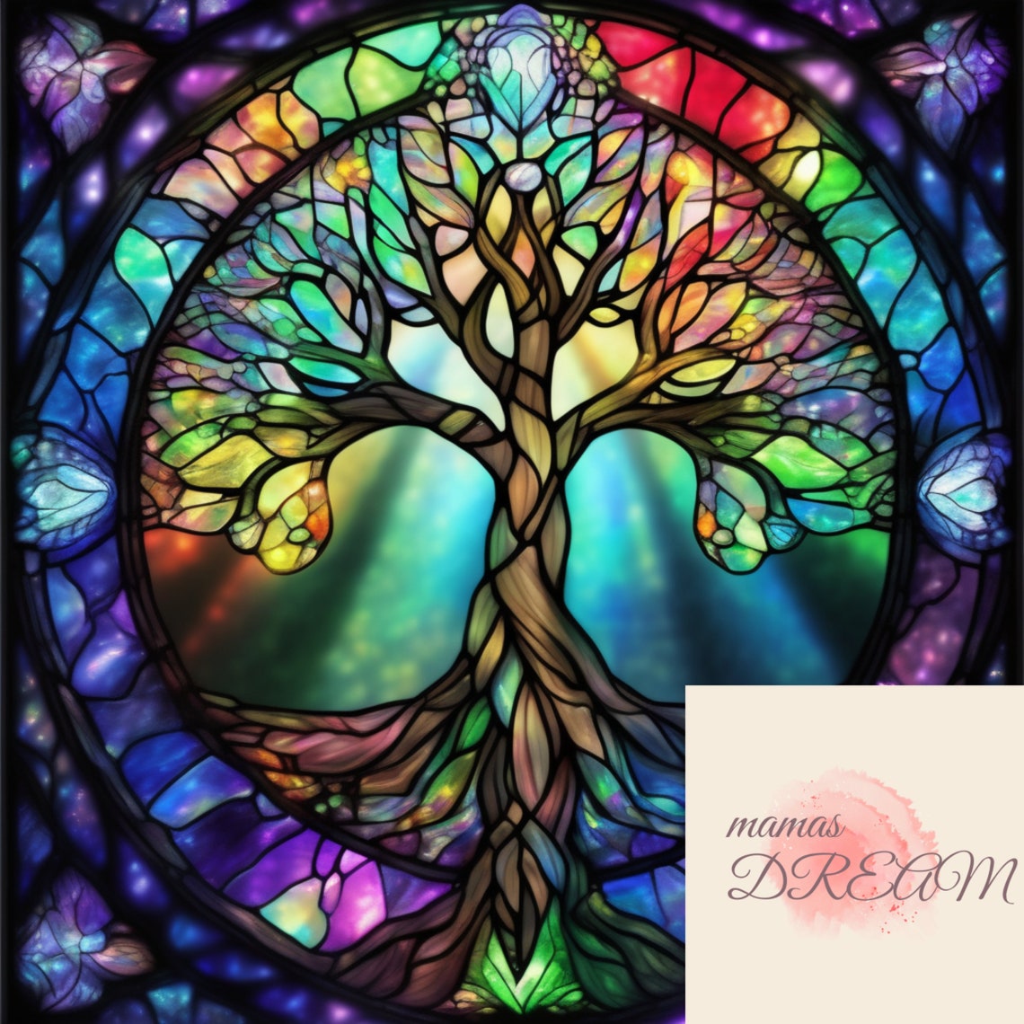 Stained Glass Tree of Life, Stained Glass Decore, Stained Glass Digital ...