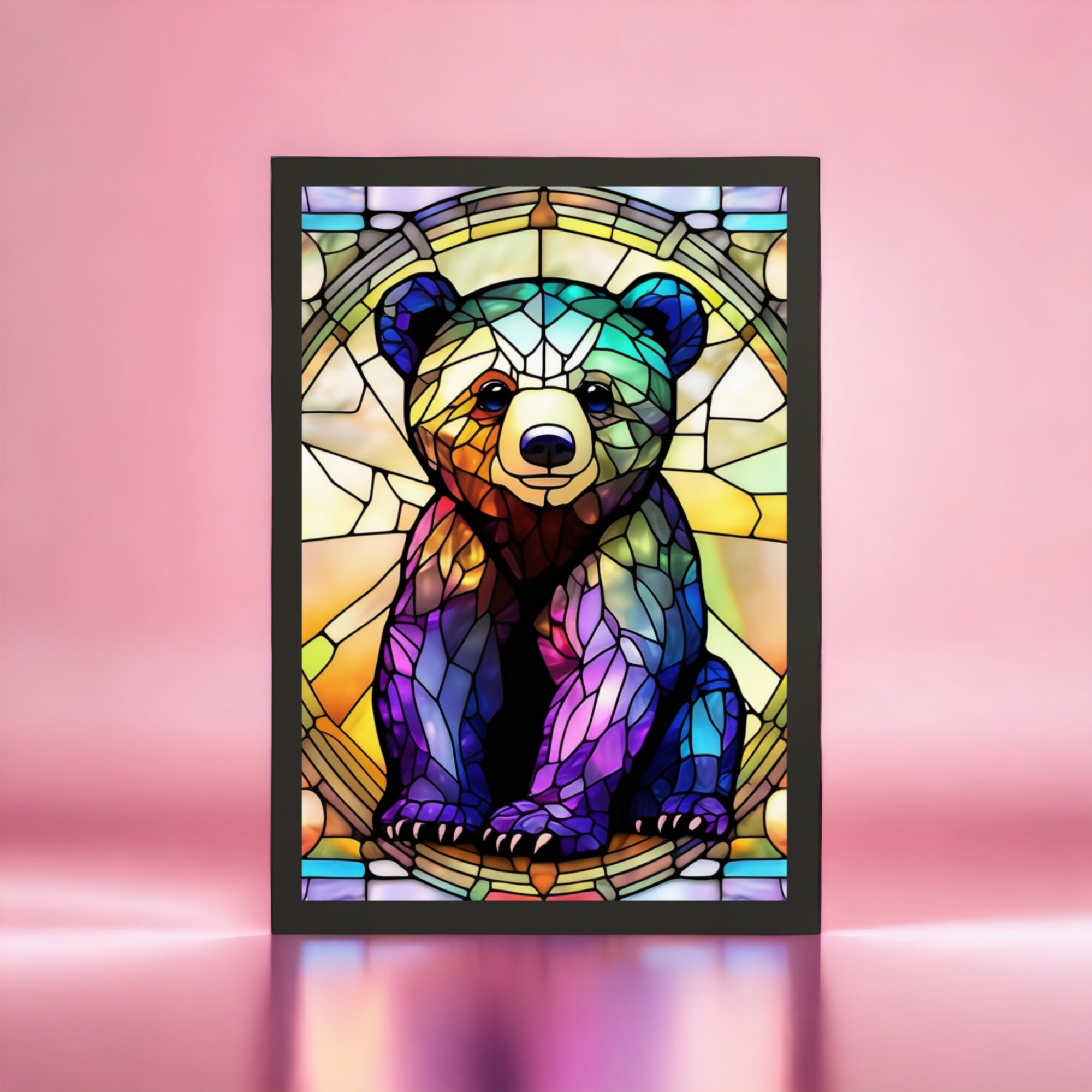 Stained Glass Bear, Stained Glass Art, Stained Glass Decore, Stained ...