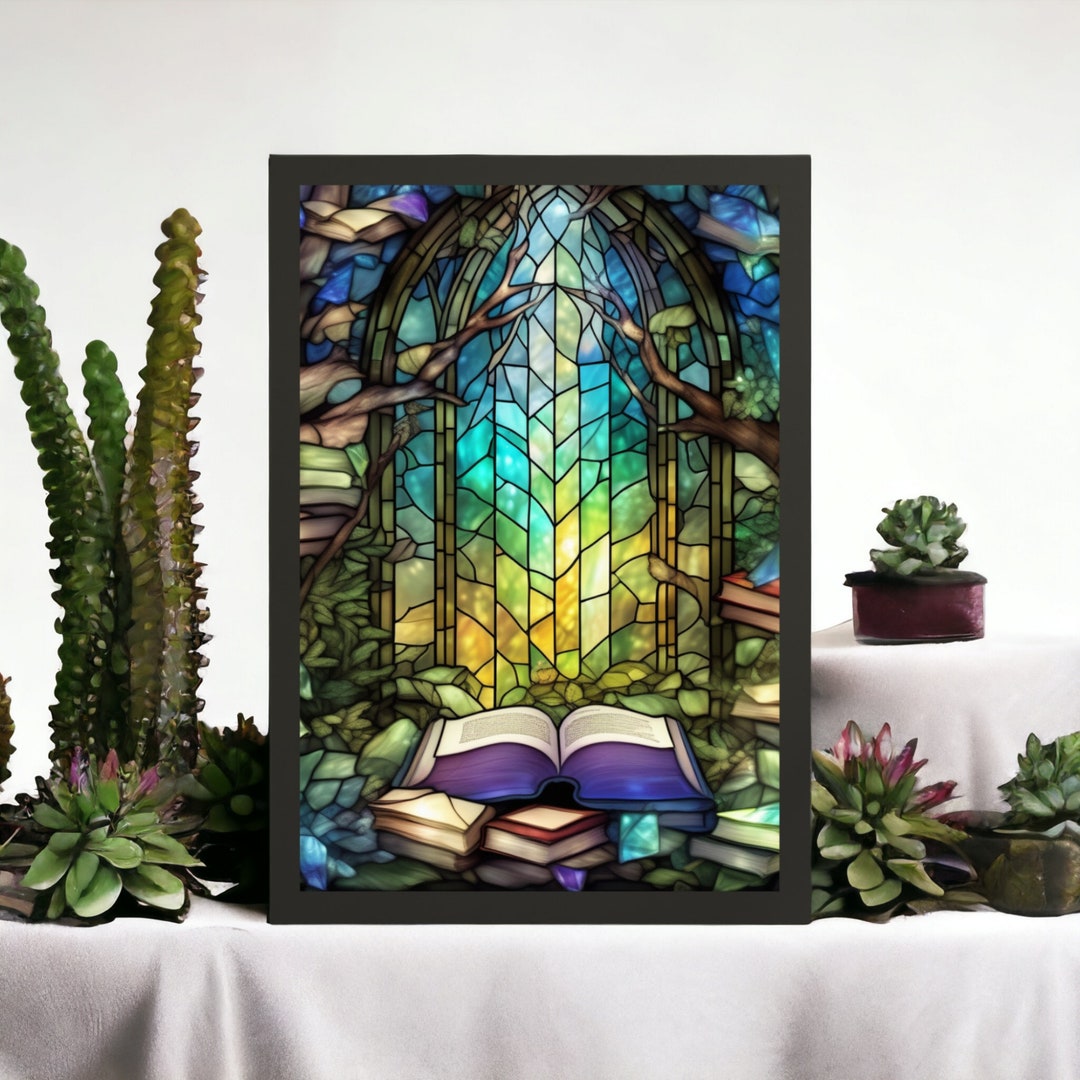 Stained Glass Books Stained Glass Art Stained Glass Decor Etsy