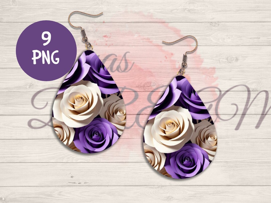 9 Teardrop Earring Roses Png Bundle, Tear Drop White Purple Rose ...
