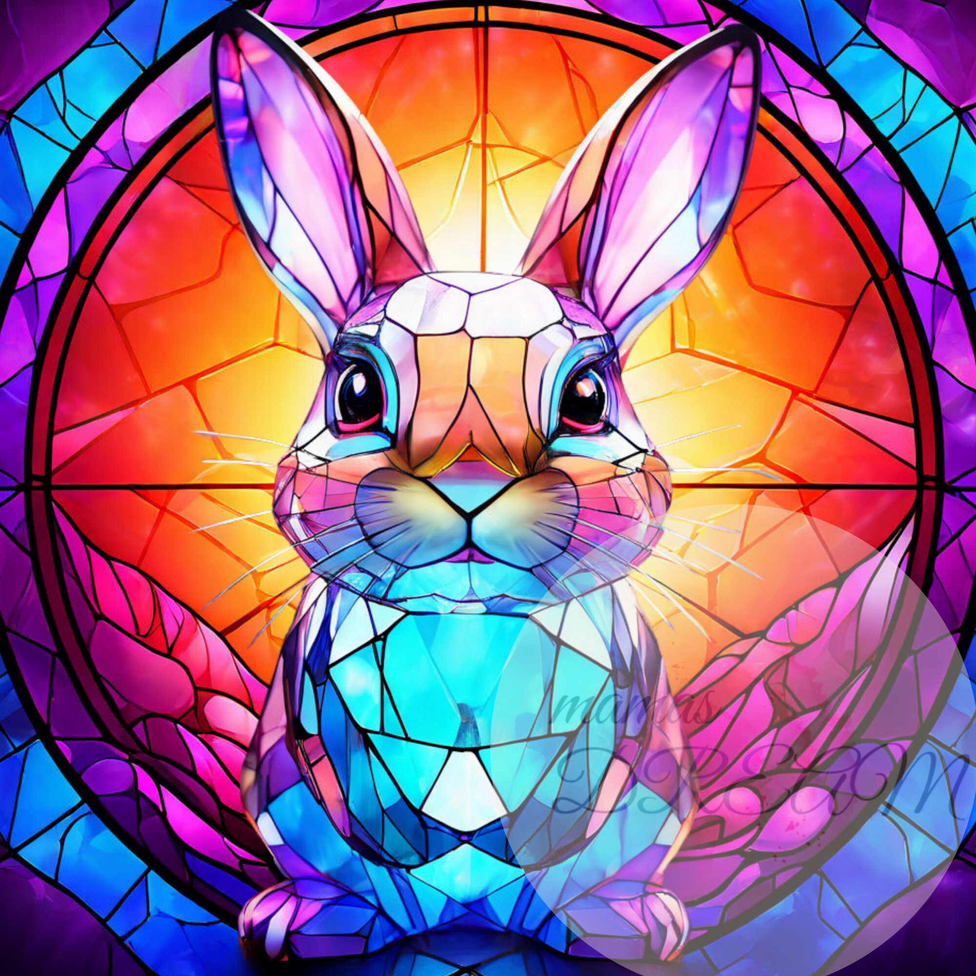 5 Stained Glass Bunny Bundle, Stained Glass Decore, Stained Glass ...