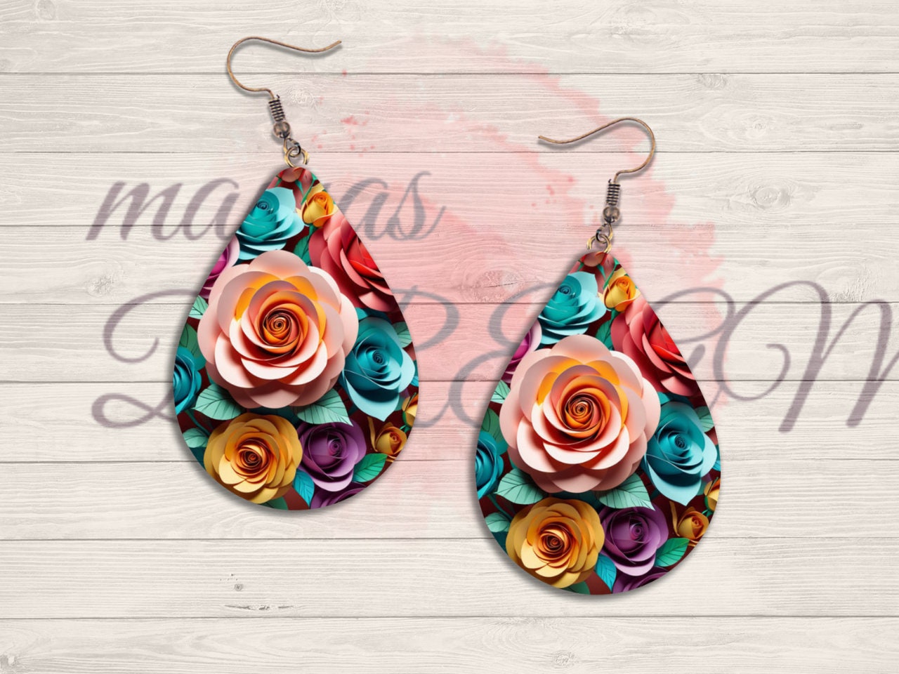 12 Teardrop Earring Png Bundle, Tear Drop Roses Earring, PNG ...