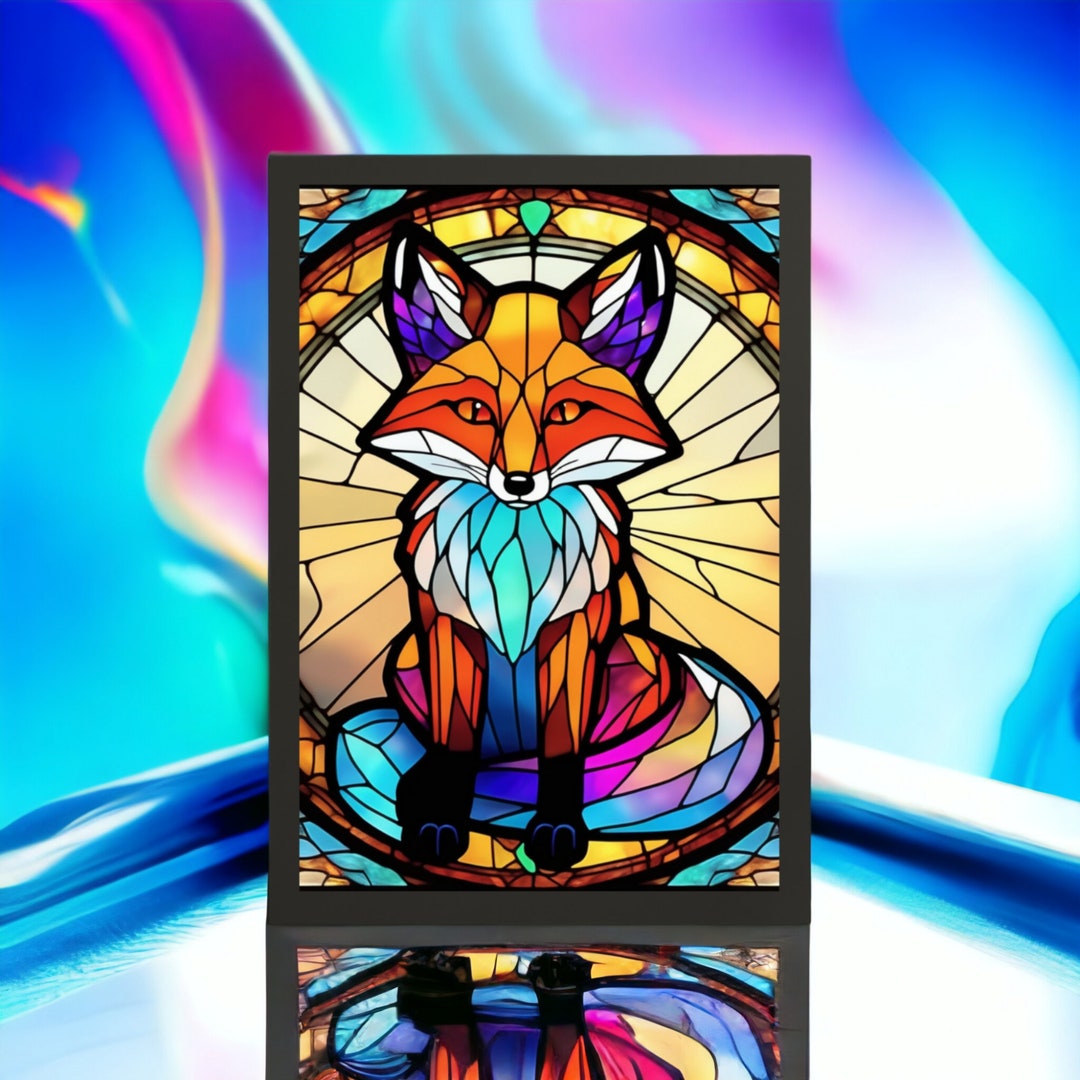 Stained Glass Fox, Stained Glass Decore, Stained Glass Digital Paper ...