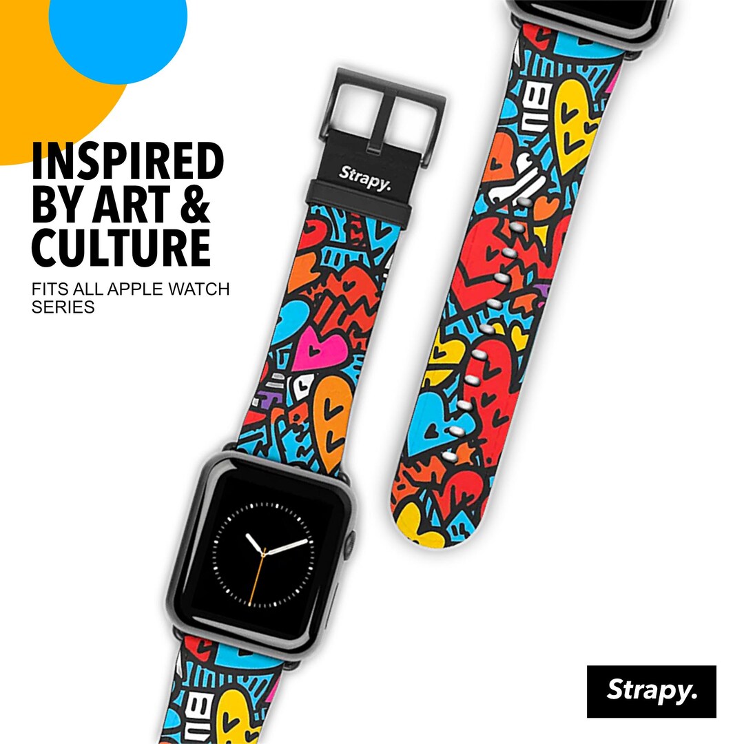 Keith Haring Apple Watch Band. Leather Art Strap. Fits All Apple Watch ...