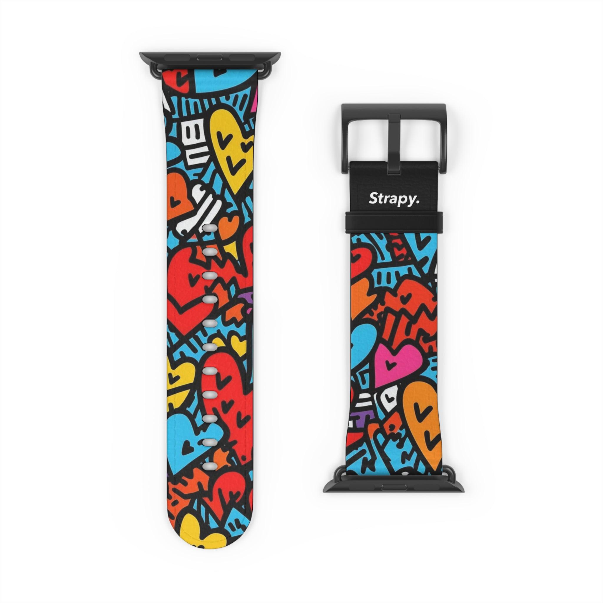 Keith Haring Apple Watch Band. Leather Art Strap. Fits All Apple Watch ...