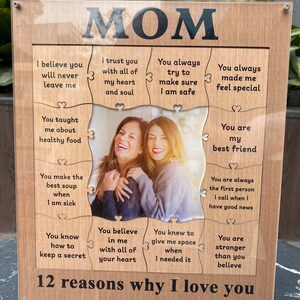 Mom, 12 Reason Why I Love You Personalized Puzzle Wooden Frame Best ...