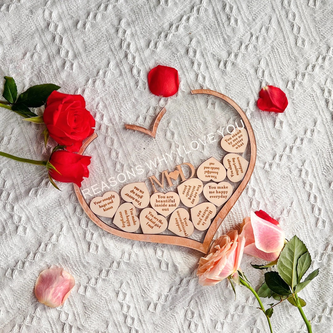 12 Reasons Why I Love You Heart Jar Romantic Valentine Gift - Etsy