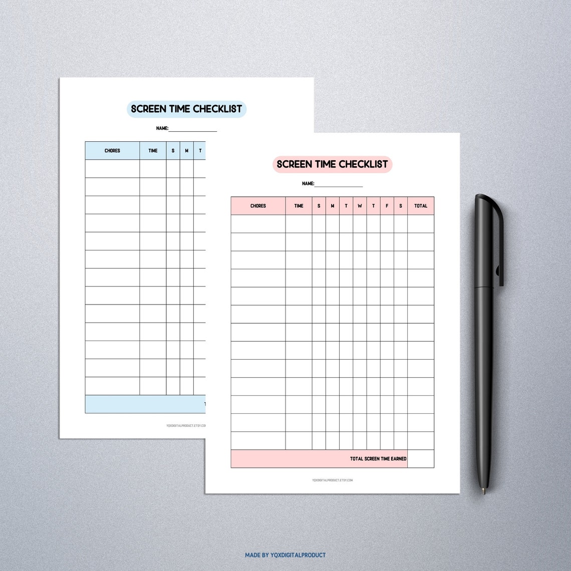 Screen Time Checklist Printable Earn Screen Time Kids Chore Chart ...