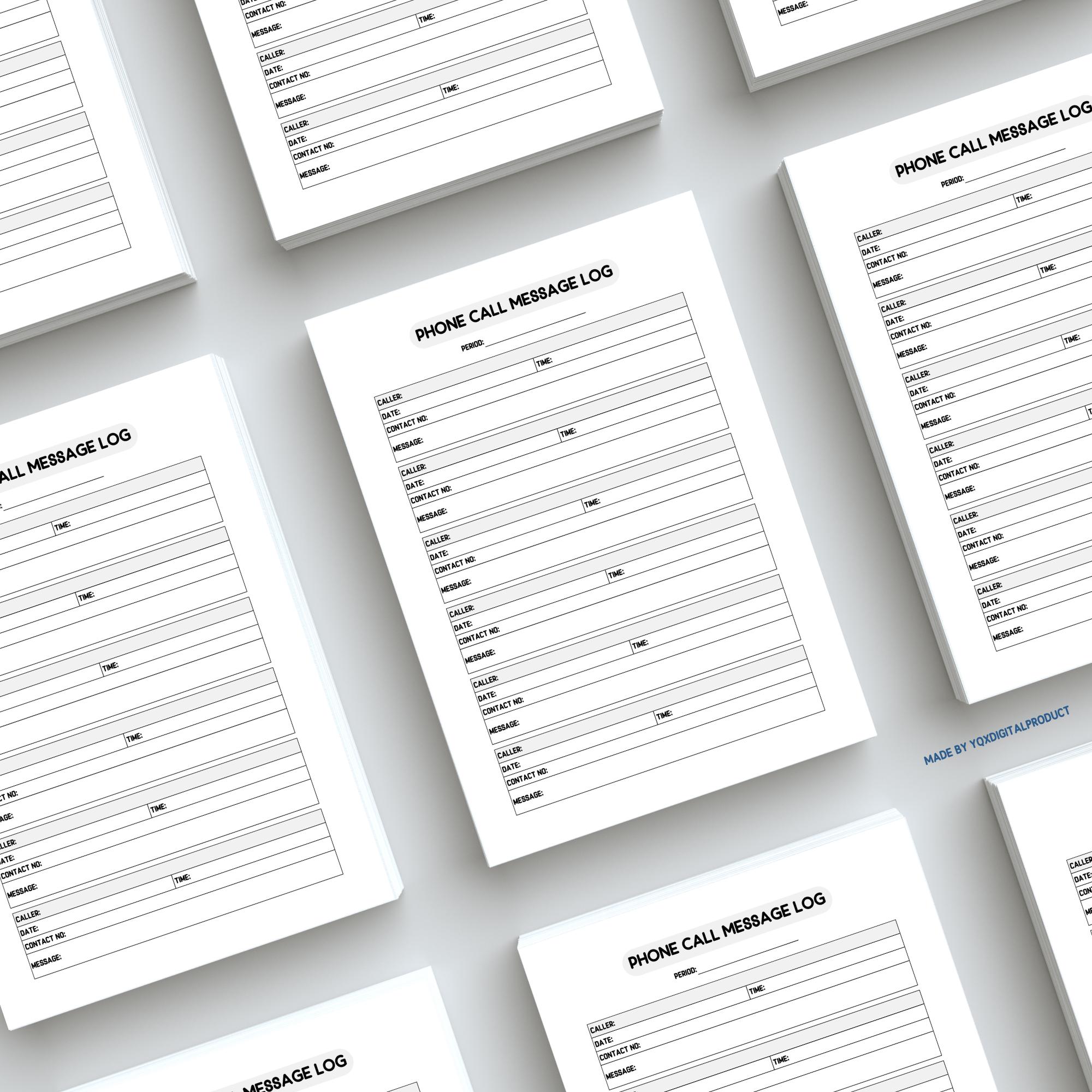 Phone Call Message Log Printable Conversation Record Missed Call Log ...