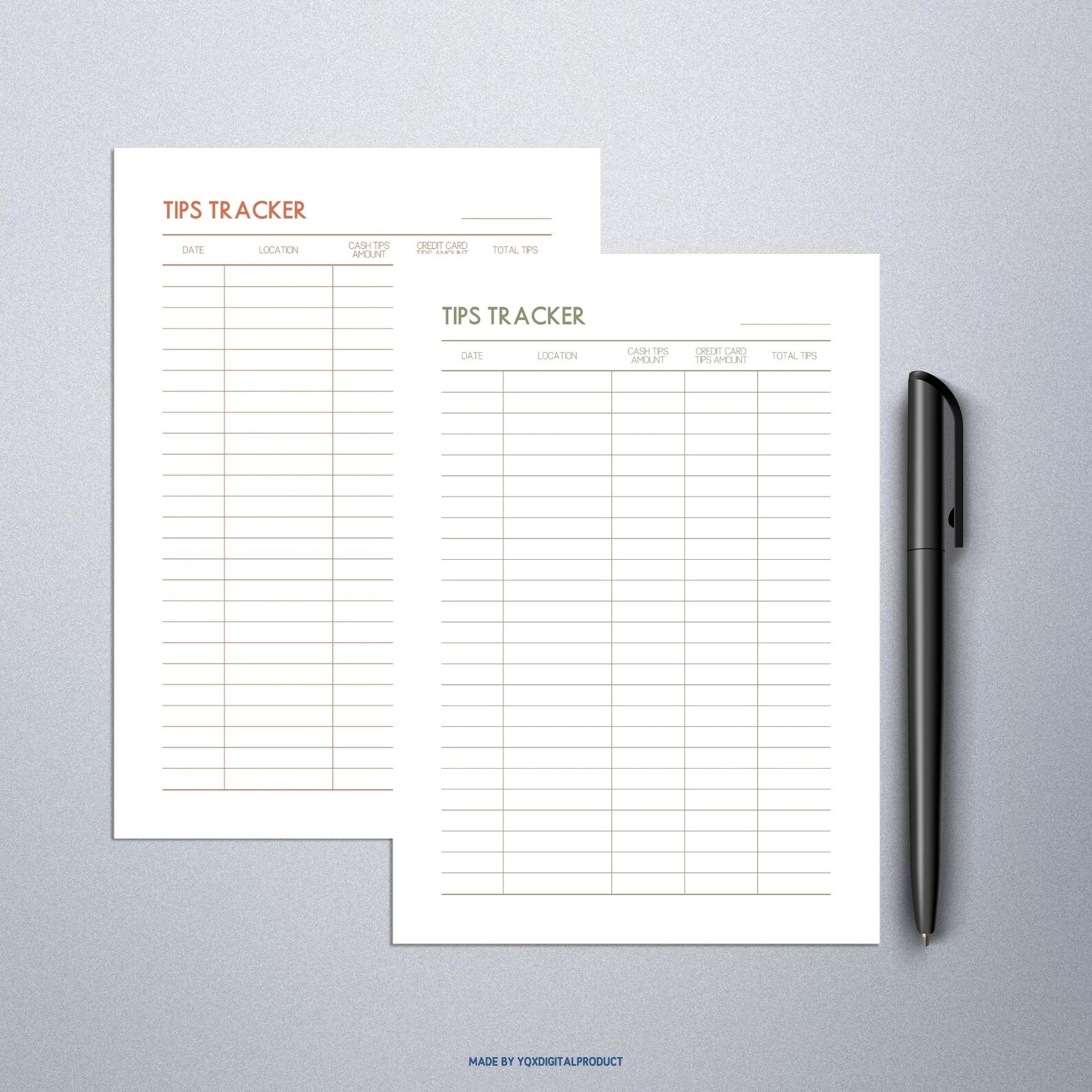 Tips Tracker, Tip Log, Waiter Tip Tracker, Financial Planner | A4,a5,letter,half Letter Size ...