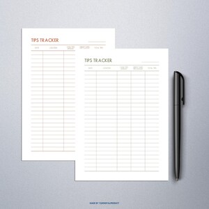 Tips Tracker, Tip Log, Waiter Tip Tracker, Financial Planner | A4,a5,letter,half Letter Size ...