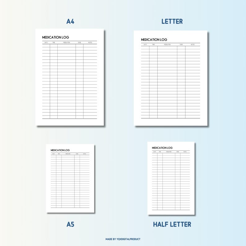 Medication Log | Medication Tracker | Medication Schedule | Daily ...