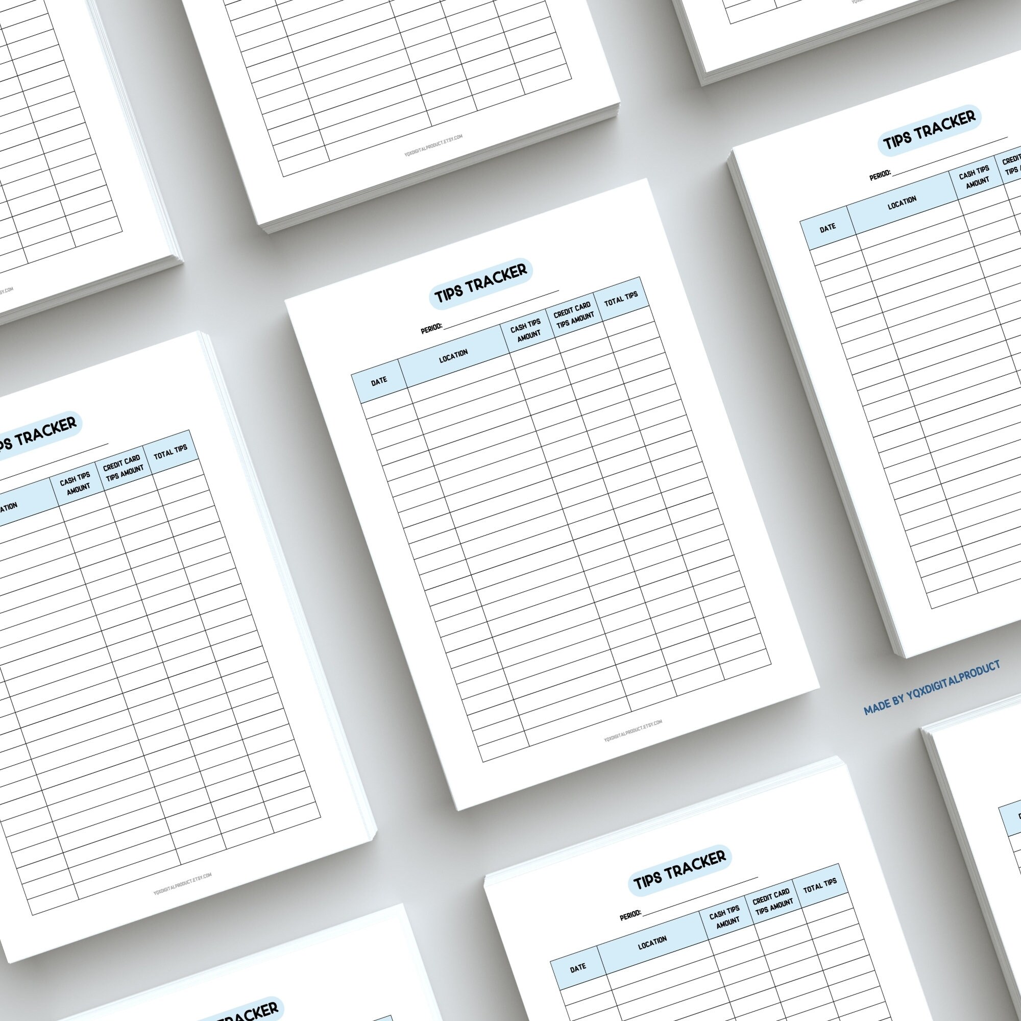 Tips Tracker Printable Waiter Tip Tracker Tips Log A4,a5,letter,half ...