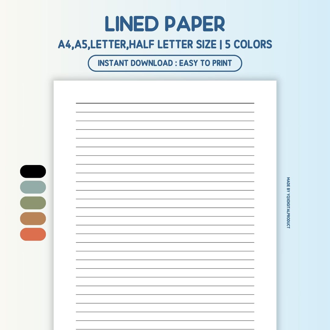 Lined Paper | Lined Sheets | Notebook Paper | Writing Paper | A4,a5 ...