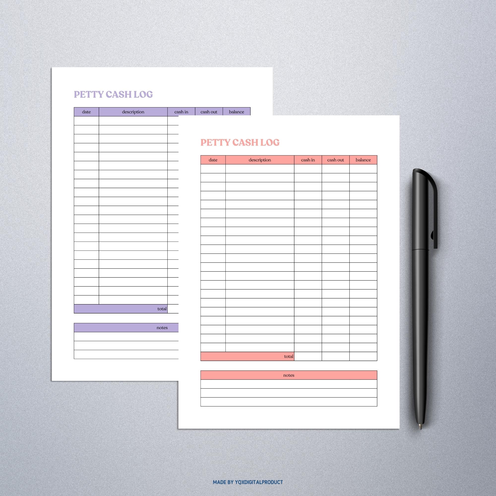 Petty Cash Log, Petty Cash Template, Small Business Planner, Finance ...