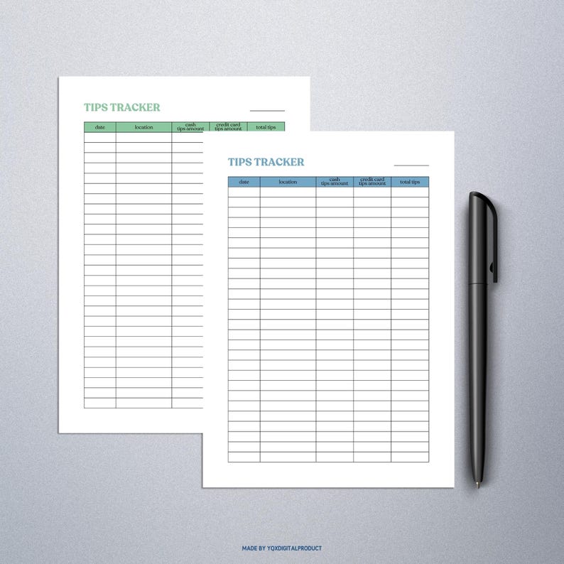 Tips Tracker, Waiter Tip Tracker, Tip Log, Financial Planner | A4,a5,letter,half Letter Size ...