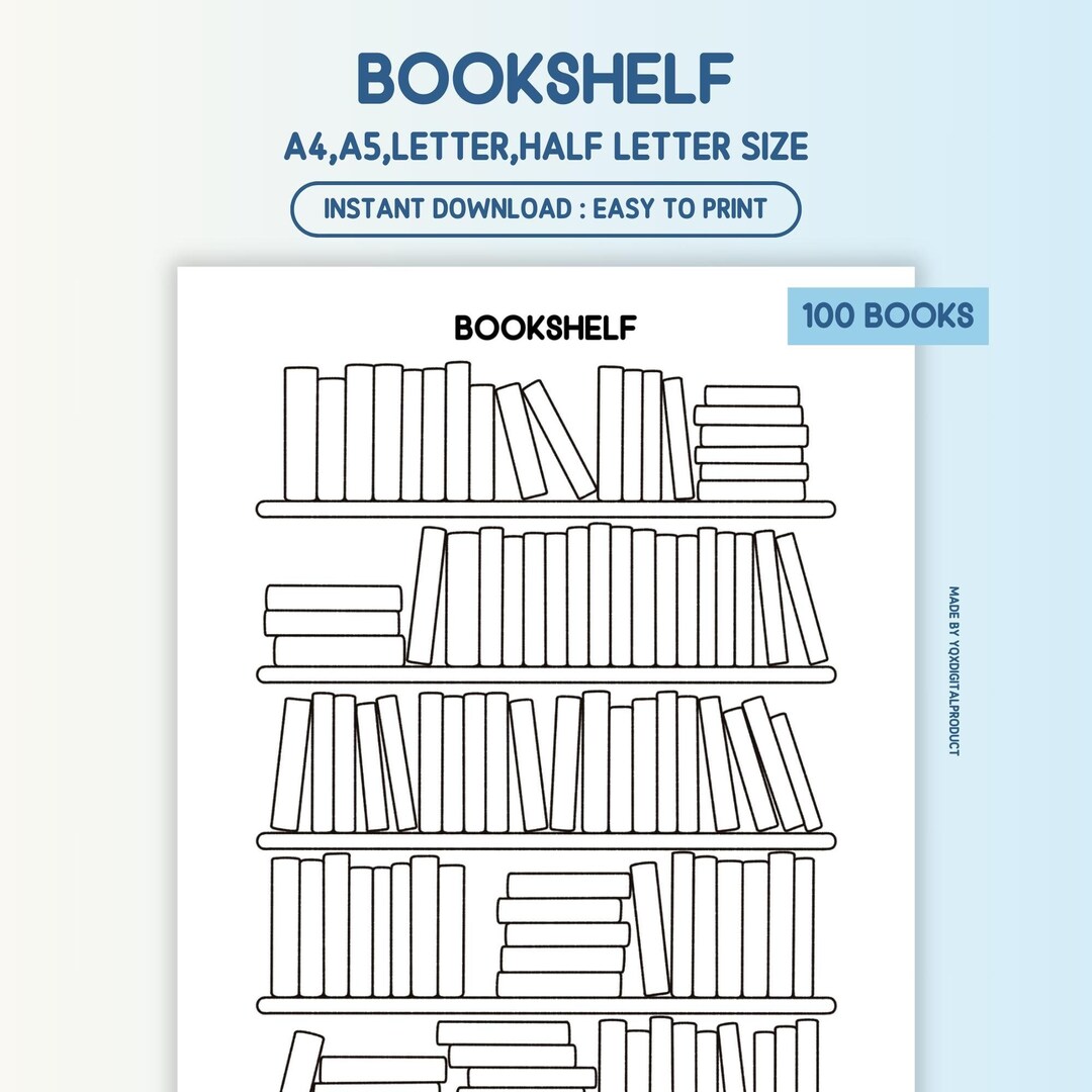 Bookshelf Printable Template (100 Books) | Book Lover Reading Challenge ...