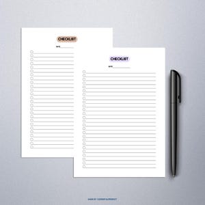 Blank Checklist Template Simple Checklist Template A4,a5,letter,half ...