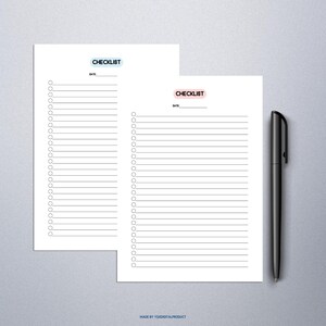 Blank Checklist Template Simple Checklist Template A4,a5,letter,half ...