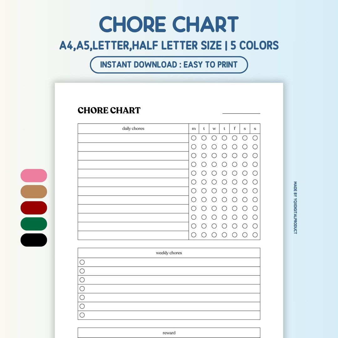 Tableau des tâches ménagères | Tableau des tâches quotidiennes et ...