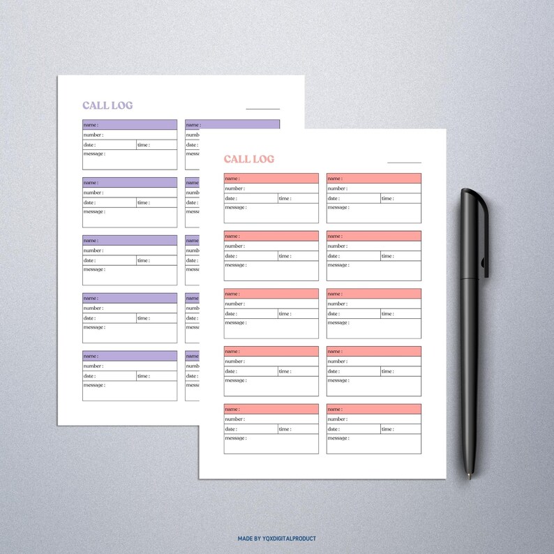 Call Log Printable, Phone Call Log, Missed Call Log, Call Message Log ...