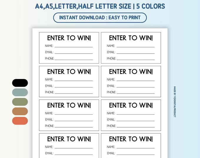 Modern Printable Raffle Ticket Template for Canva Editable Custom Draw ...