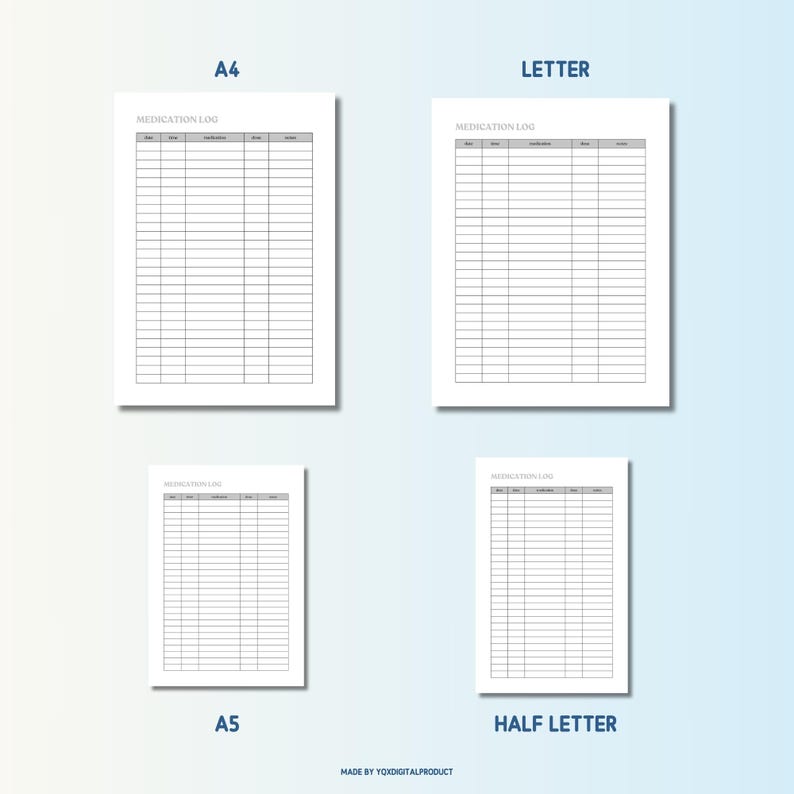 Medication Log | Medication Tracker | Daily Medicine Schedule | A4,a5 ...