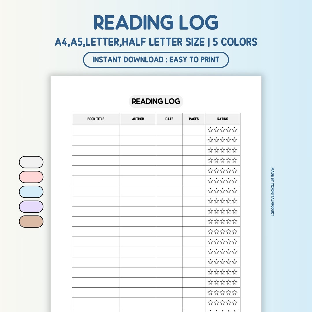 Reading Log Printable Reading Tracker Reading Log Books to Read Reading ...