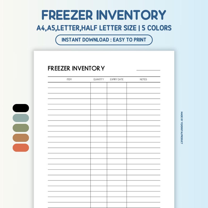 Freezer Inventory, Freezer Organizer, Kitchen Inventory, Food Inventory ...