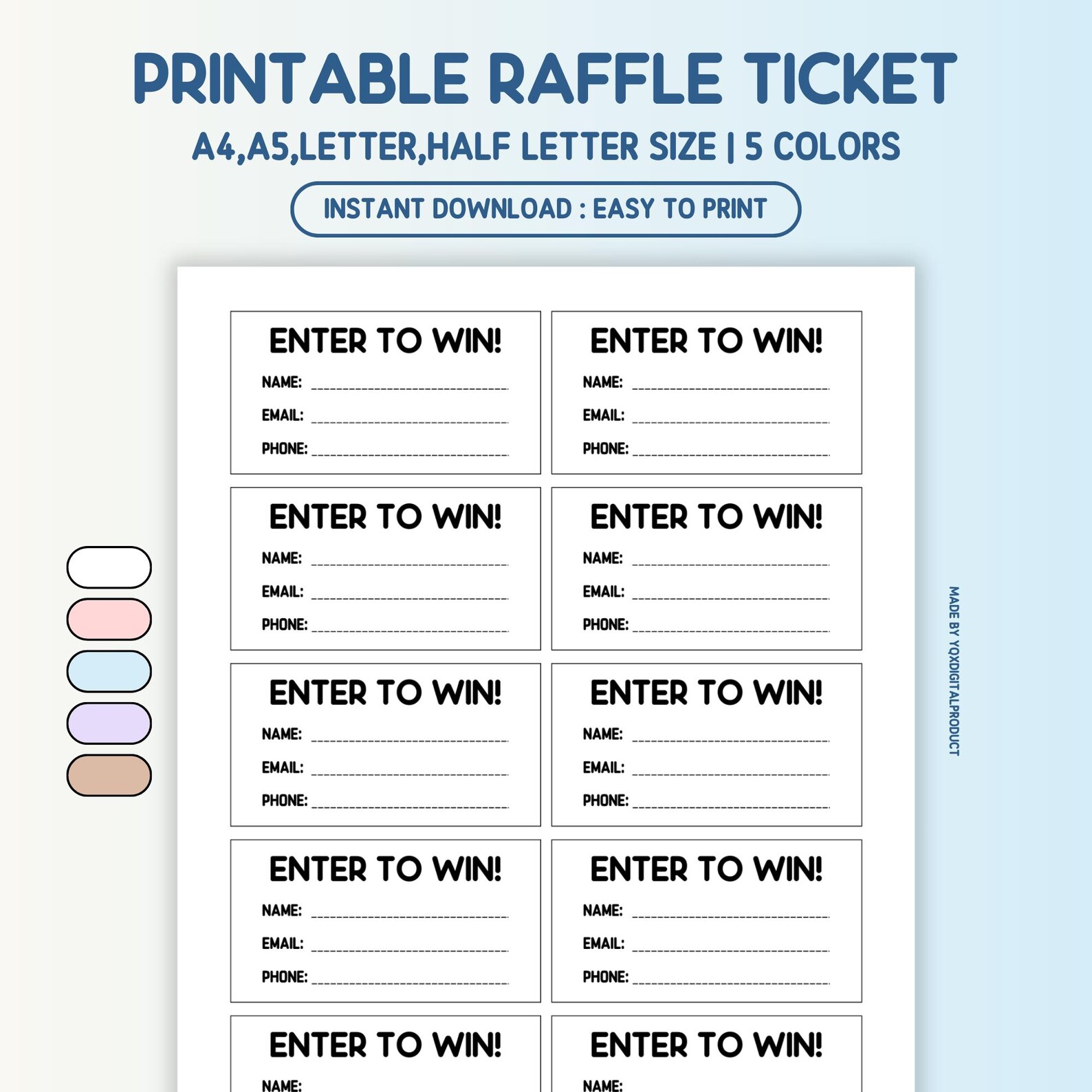 Raffle Tickets Printable | Enter to Win Tickets | Enter to Win Raffle ...
