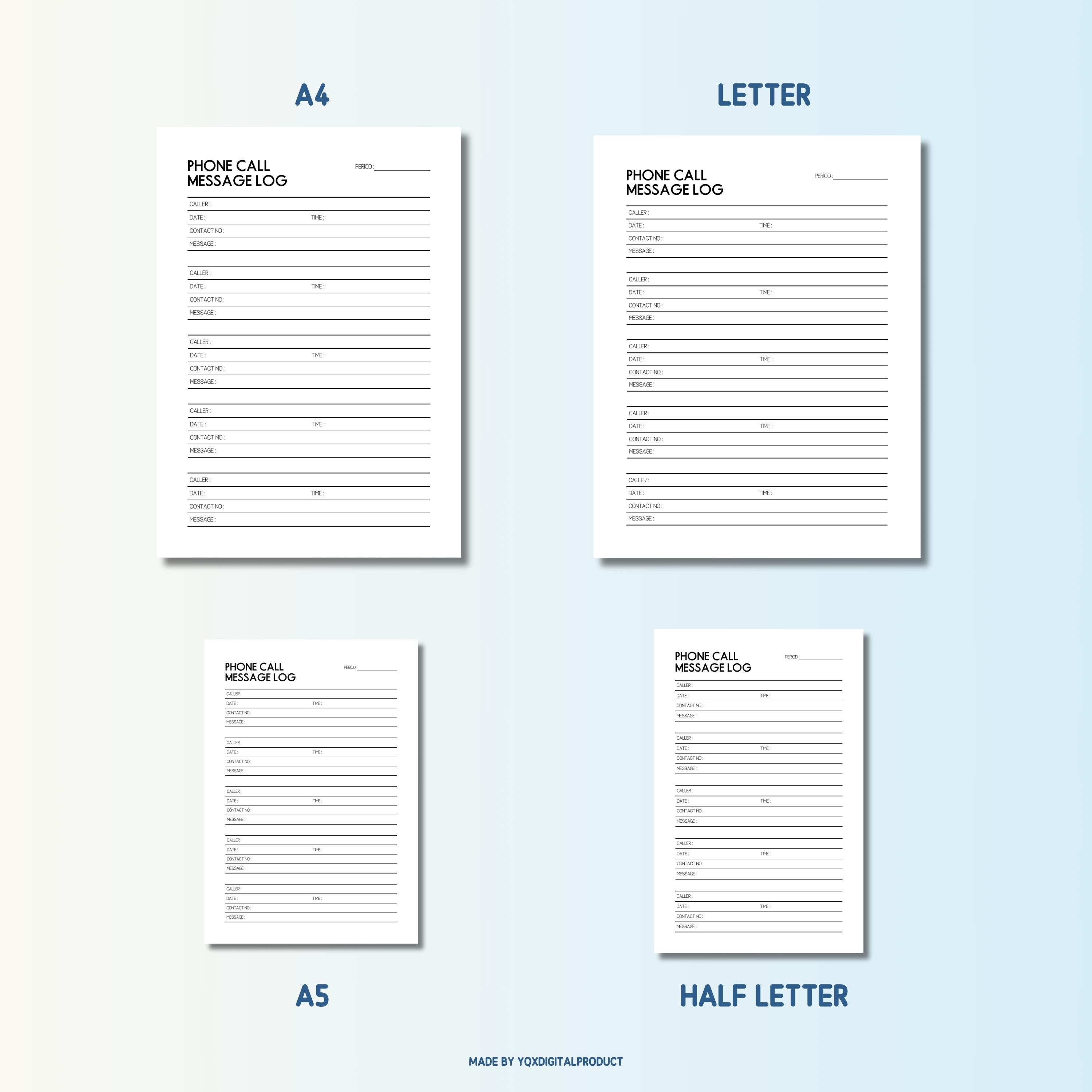 Phone Call Message Log | Conversation Record | Missed Call Log ...