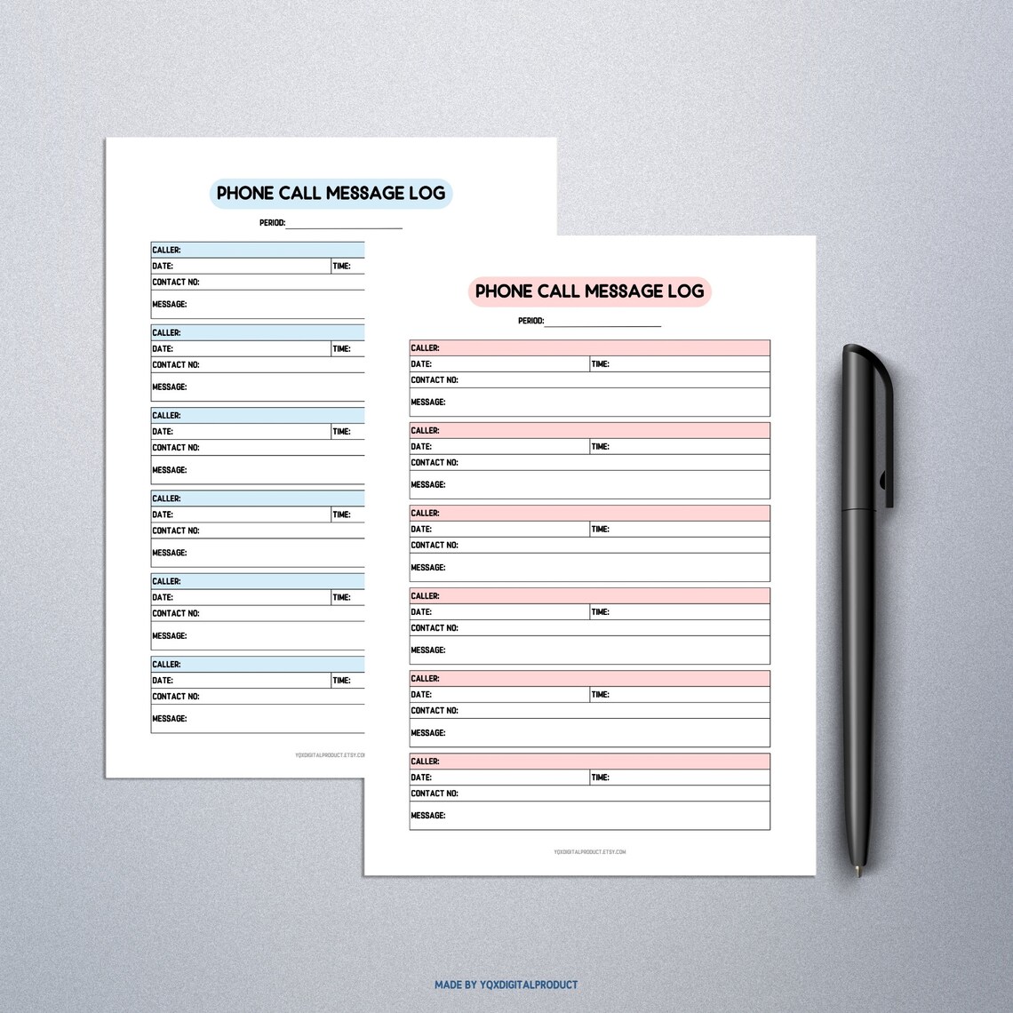 Phone Call Message Log Printable Conversation Record Missed Call Log ...