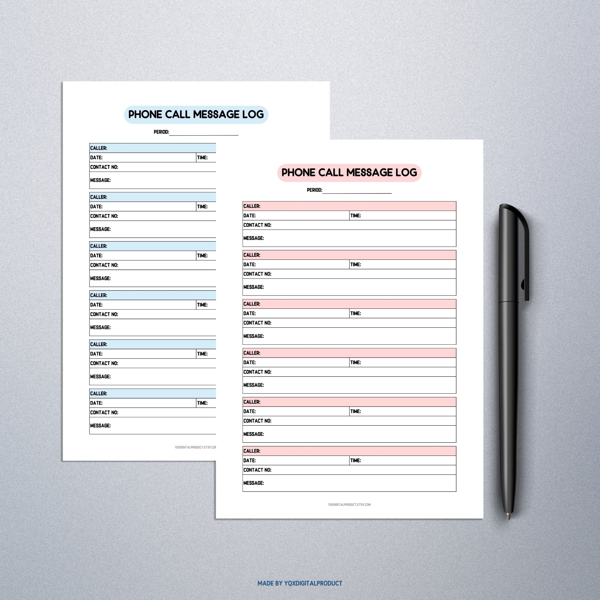 Phone Call Message Log Printable Conversation Record Missed Call Log ...