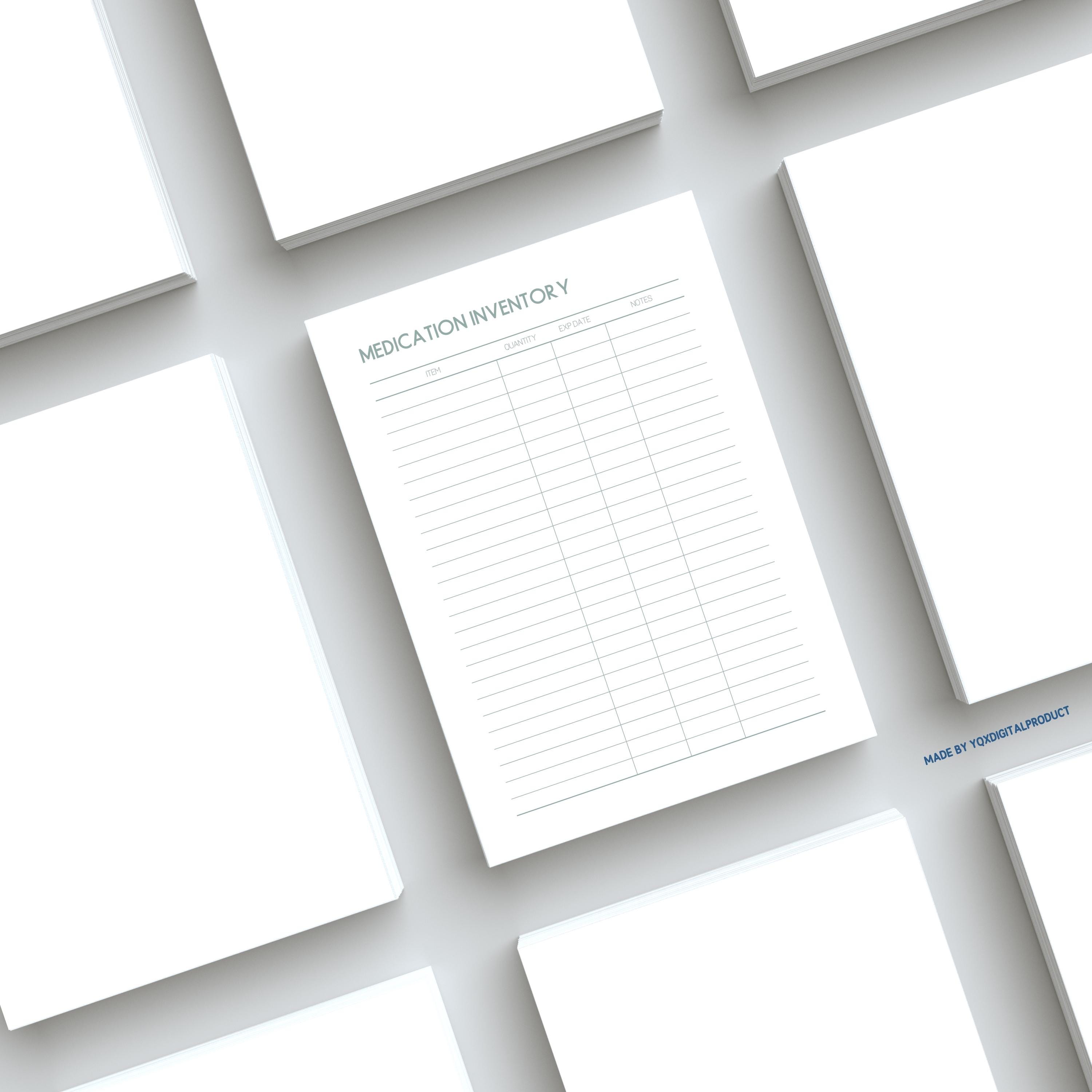 Medication Inventory | Medication Log | Inventory List | A4,a5,letter ...